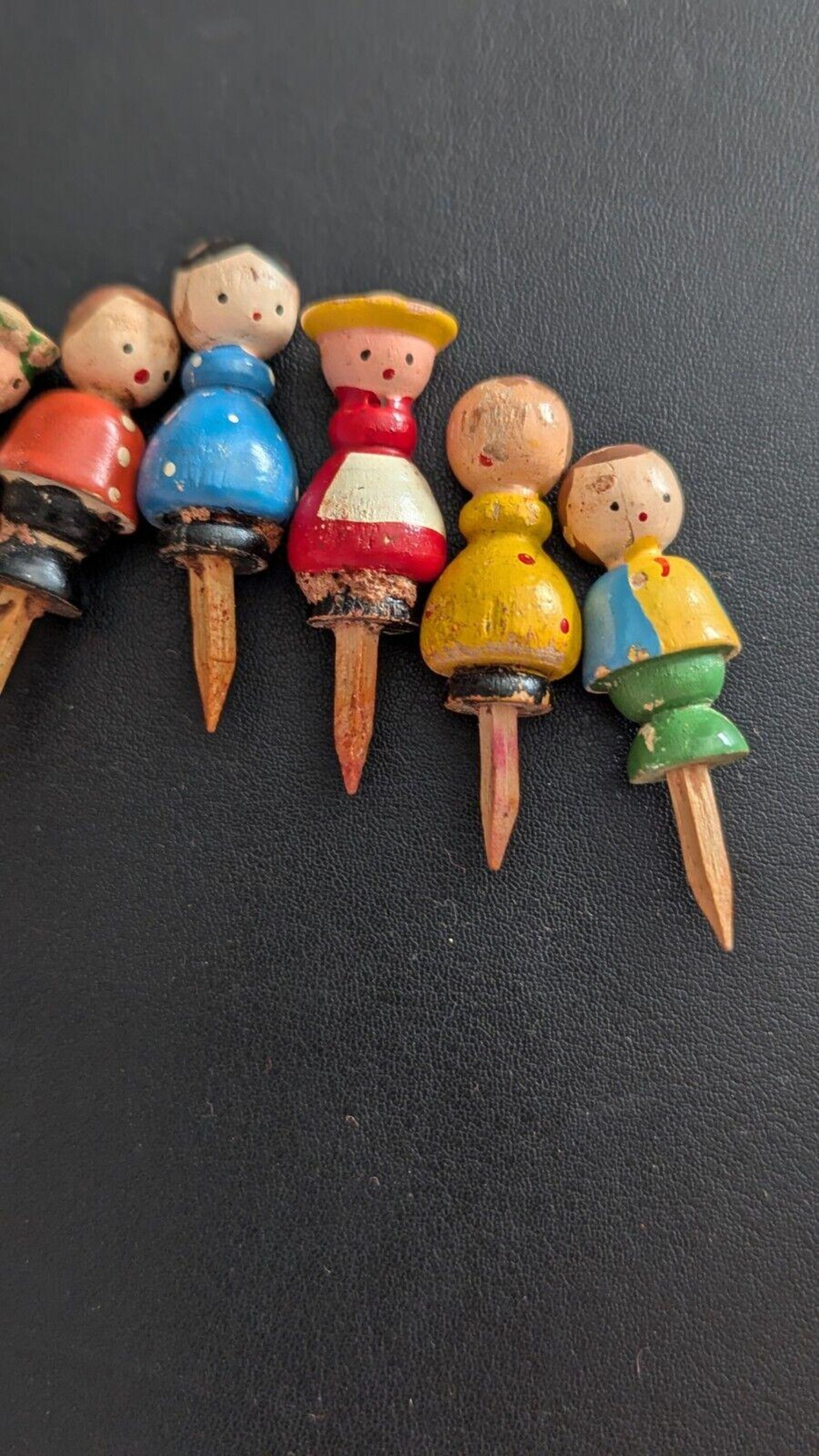 Erzgebirge Cake Dessert Toppers Set Wooden German Picks Vtg People - Etsy