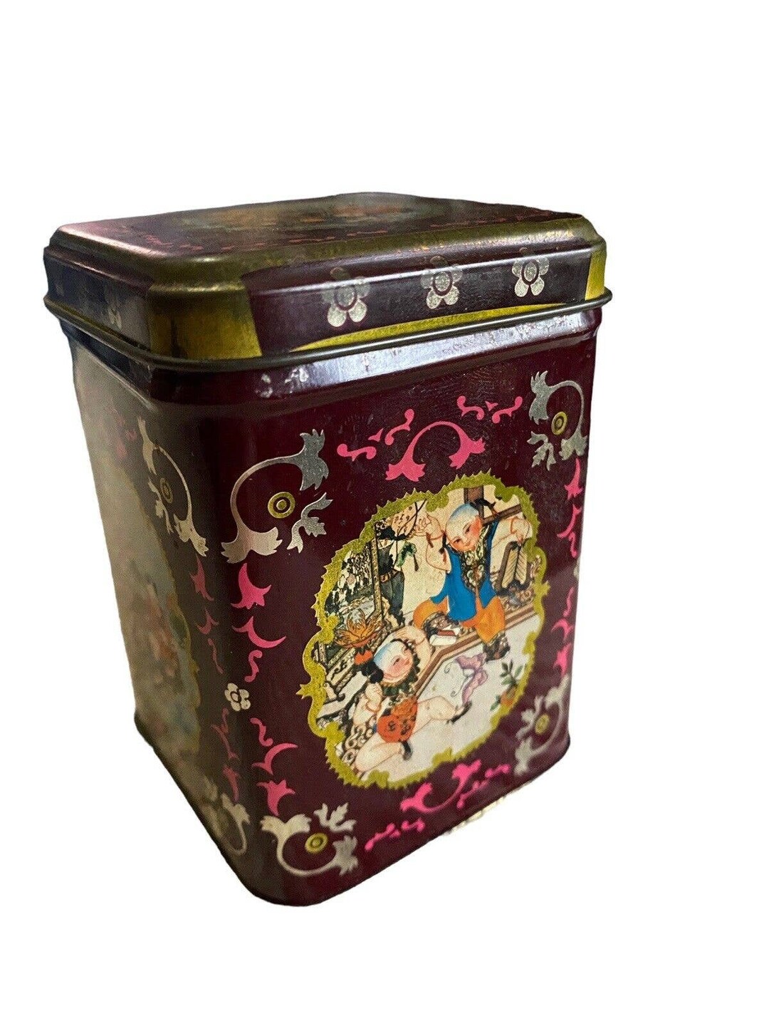 Vintage Japanese Tea Tin Chinoiserie Decor Cookie Small - Etsy