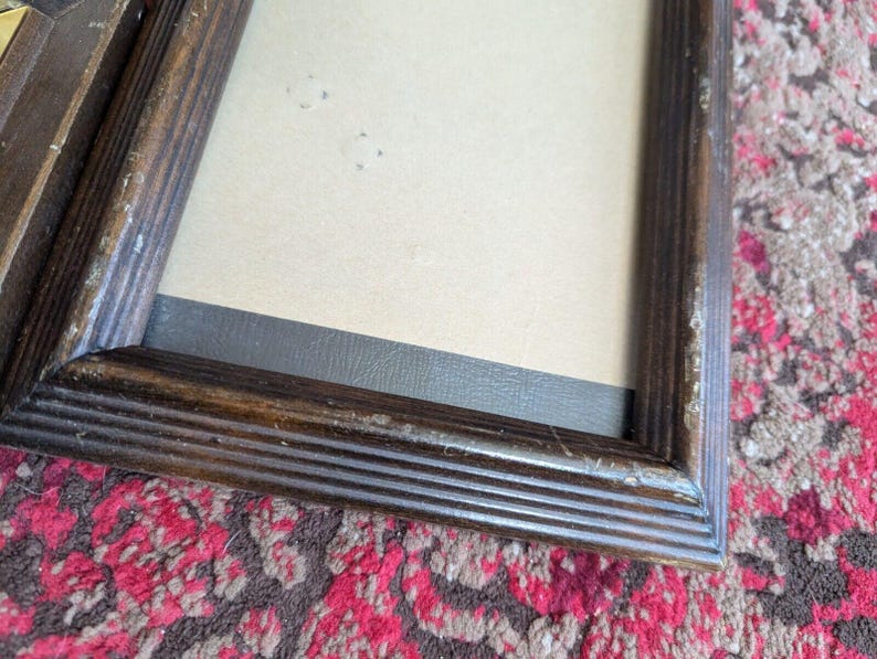 Lot Vintage Dark Wood Picture Frame Brass Gold Photo MCM Walnut Oak 5x7 ...