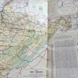 Vtg 1939 West Virginia Highway Map Tourism Brochure Travel State Road ...