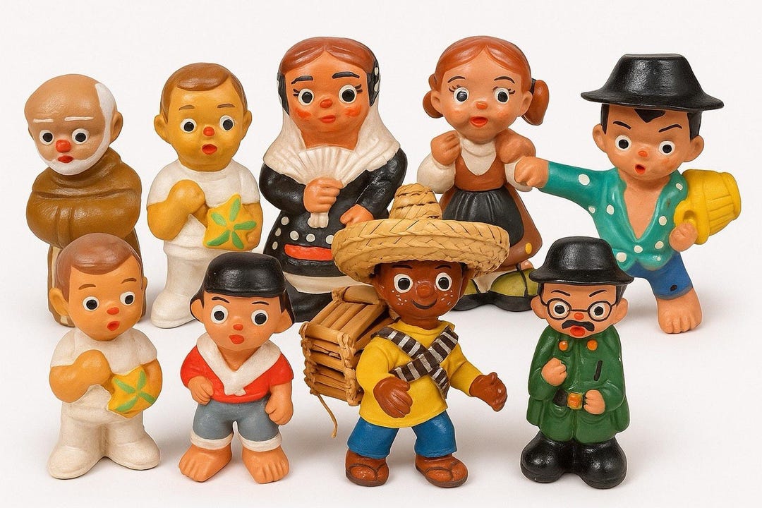 Vtg Mexican Mud People Clay Figurines Lot 7 Hand Painted Folk Art Barro ...