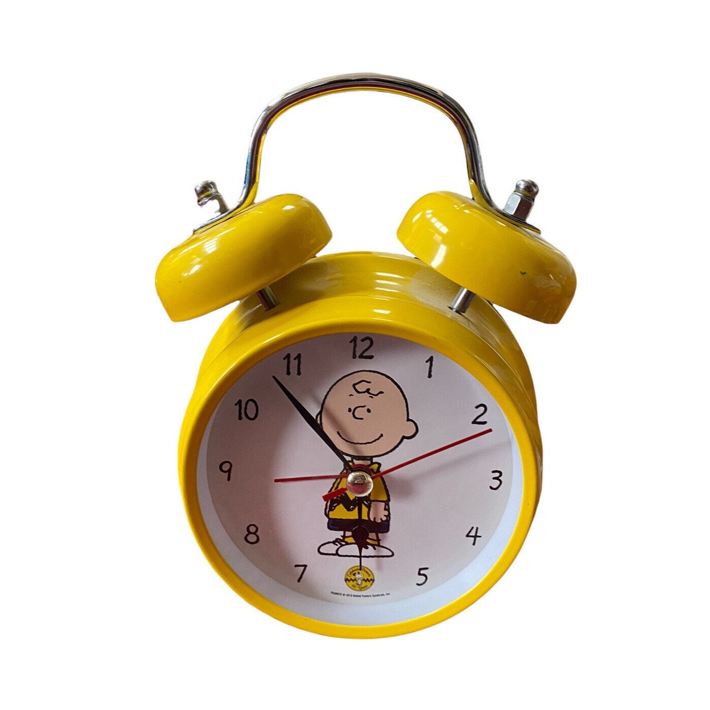 Peanuts Charlie Brown Alarm Clock Yellow Double Bell Desk 2010 Metal ...