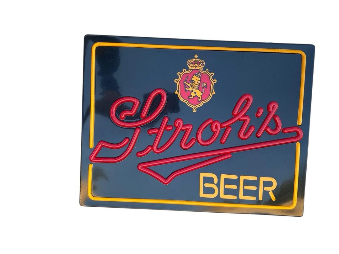 Strohs Beer Neon Light up Bar Sign Wall Vintage Advertising Man Cave - Etsy