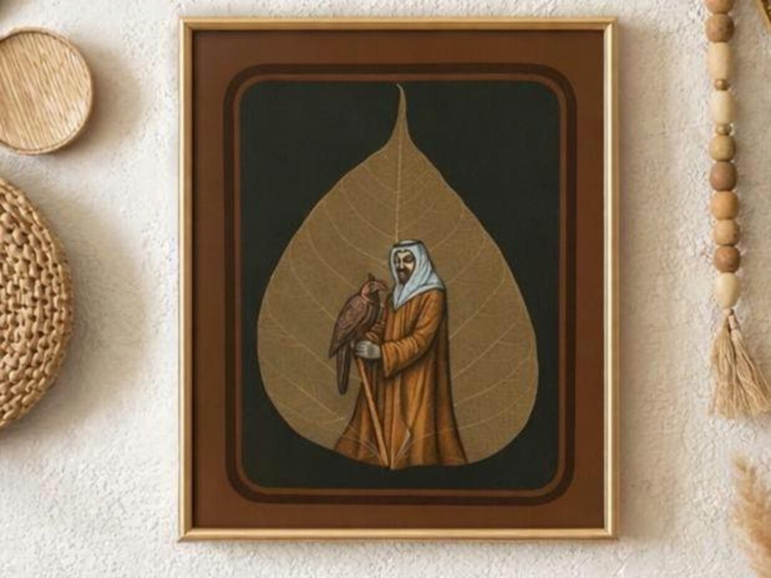 Bodhi Leaf Painting Falconer Wall Art Skeleton Leaf Art Framed Boho ...