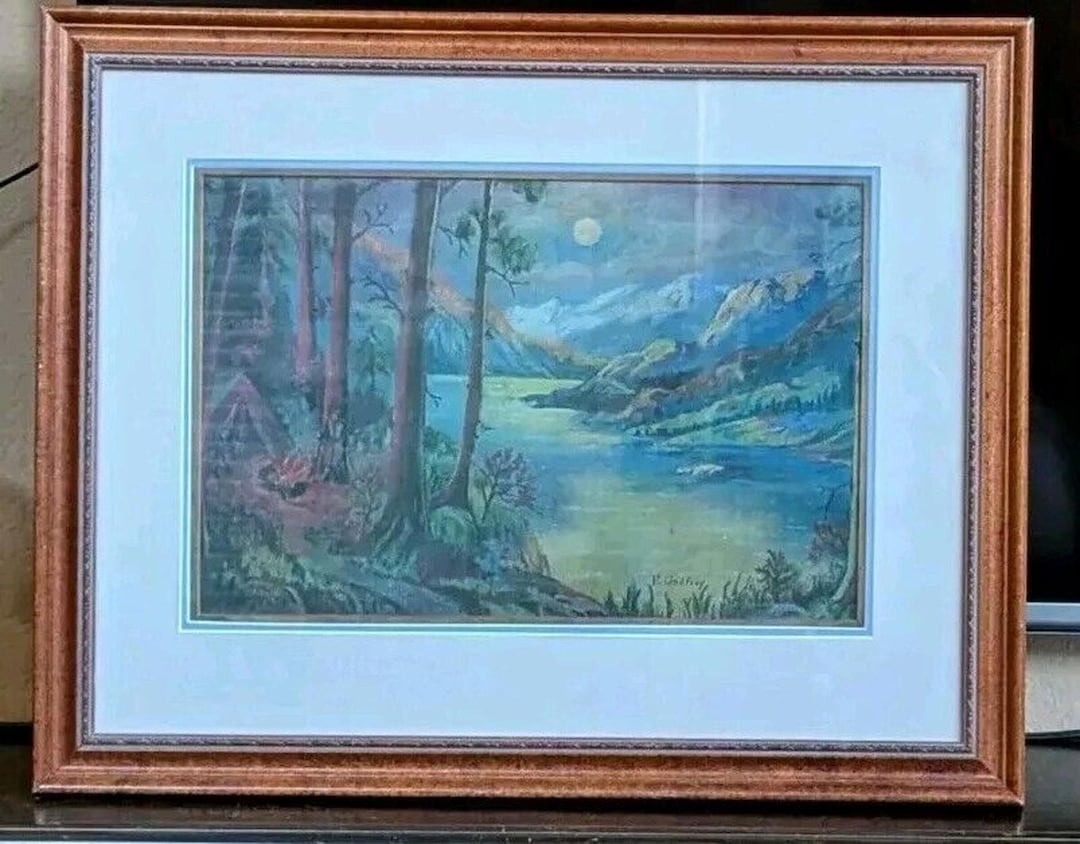 Vtg 1920s Fantasy Nature Lithograph Print Wm. Thompson Camping in ...