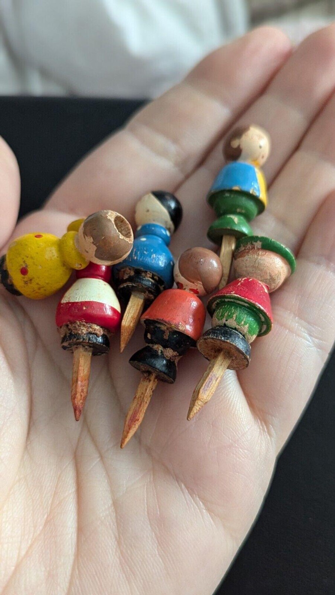Erzgebirge Cake Dessert Toppers Set Wooden German Picks Vtg People - Etsy