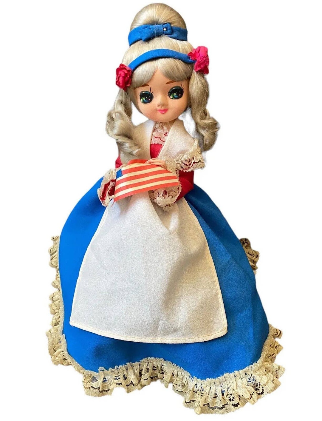 Vtg Elegant Dolls Bradley Betsy Ross Doll 1970's Colonial Flag Blonde ...