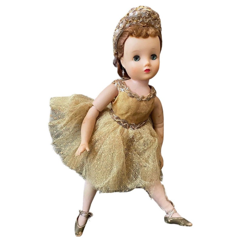Vtg Madame Alexander Elise Doll 15 Gold Ballerina Tutu Jointed 1959 Red ...