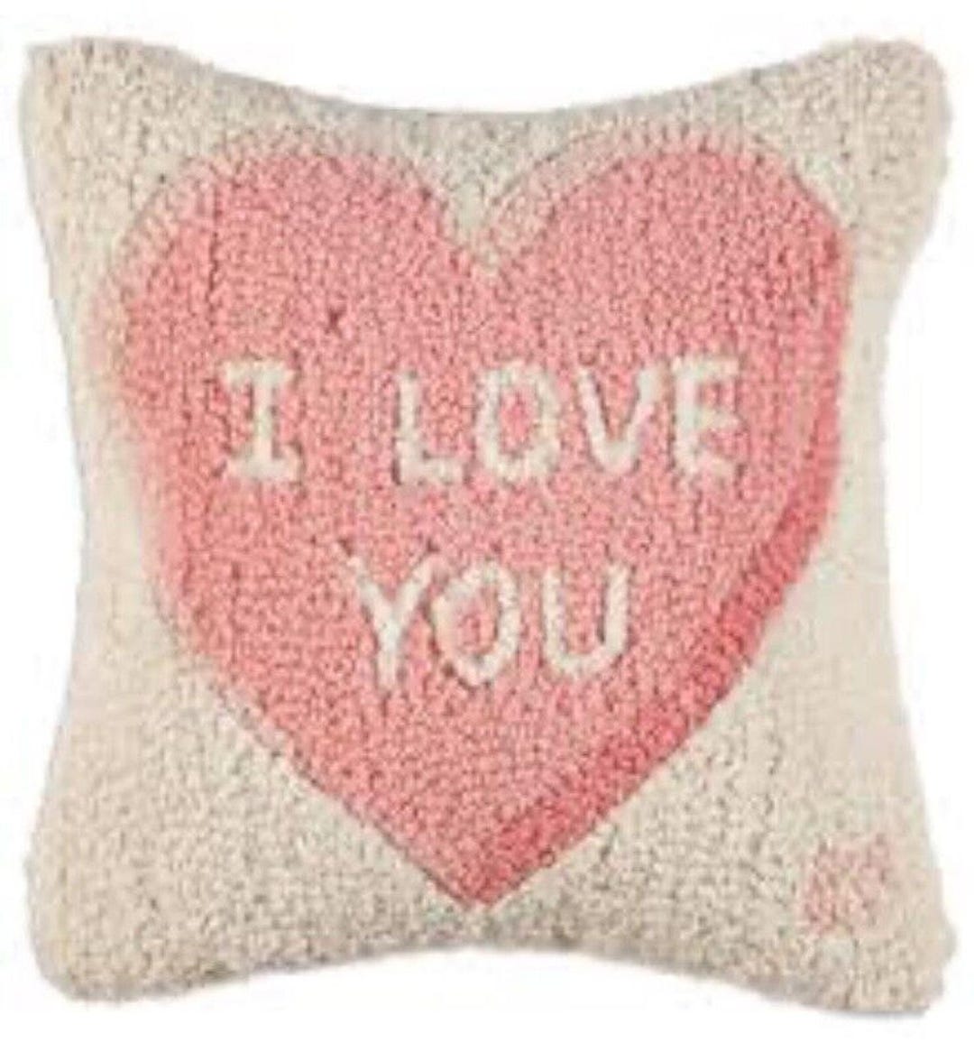 Chandler 4 Corners I Love You Heart Throw Pillow Cover Hooked Wool