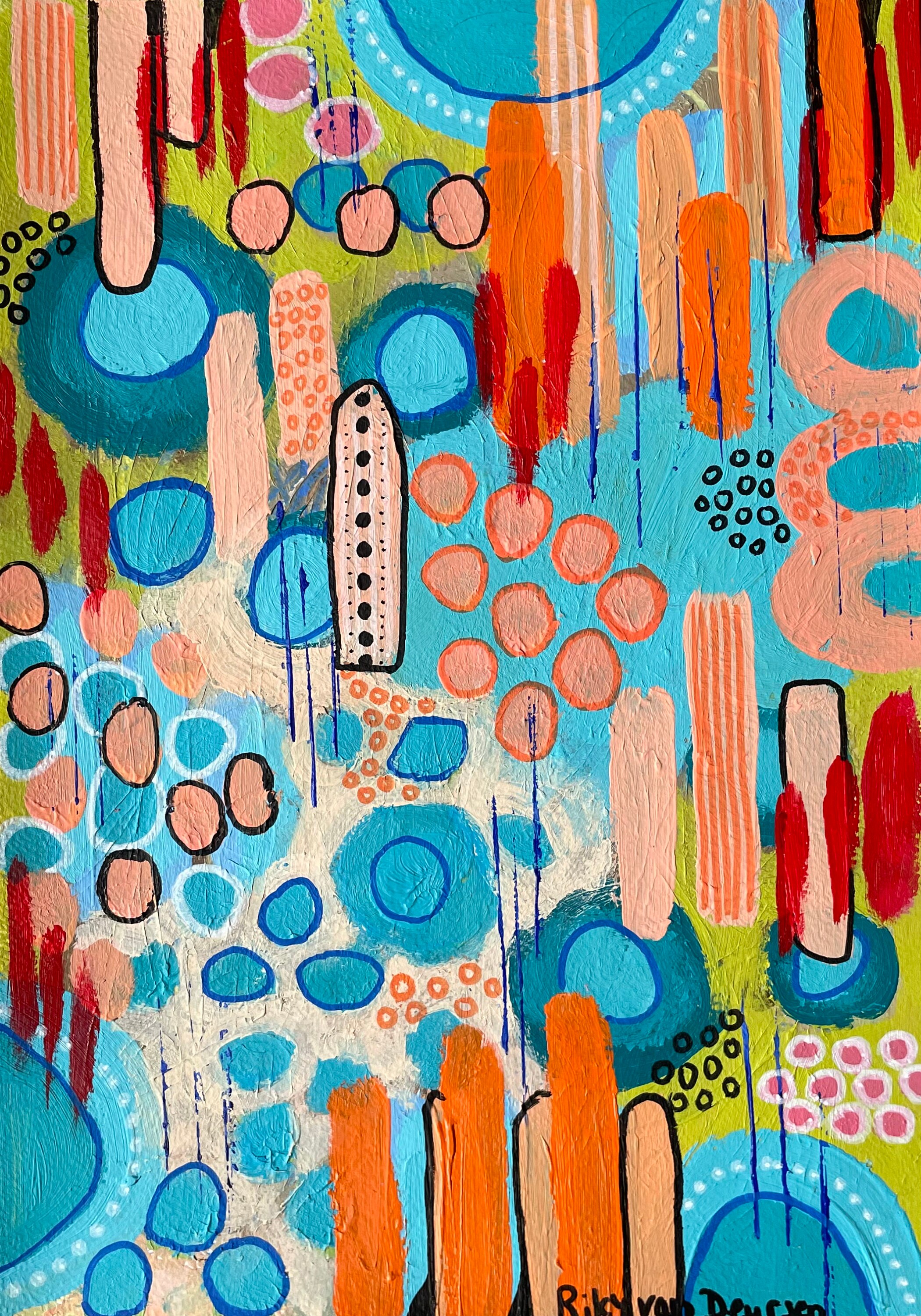 Original Colorful Painting on Paper A4 Contemporary Colorful Art Modern ...