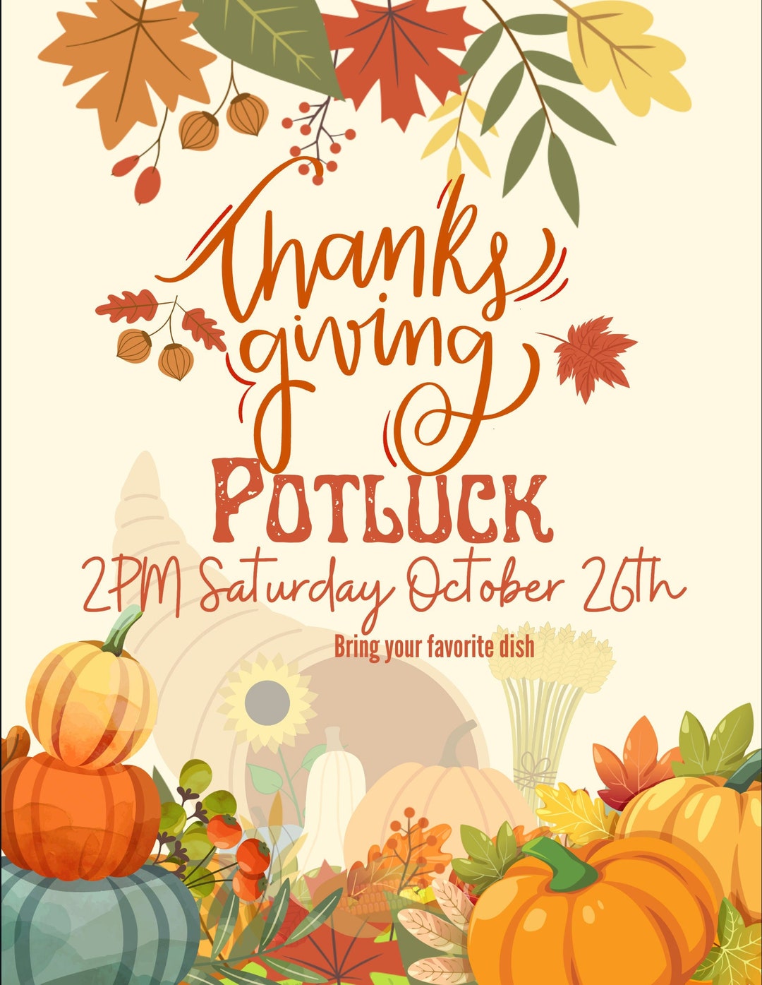 Thanksgiving Potluck Flyer [DIGITAL FILE] - Etsy