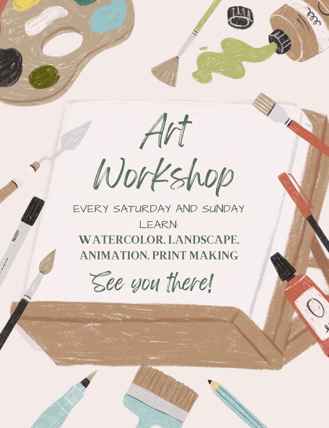 Art Class Flyer Customizable Digital File Etsy