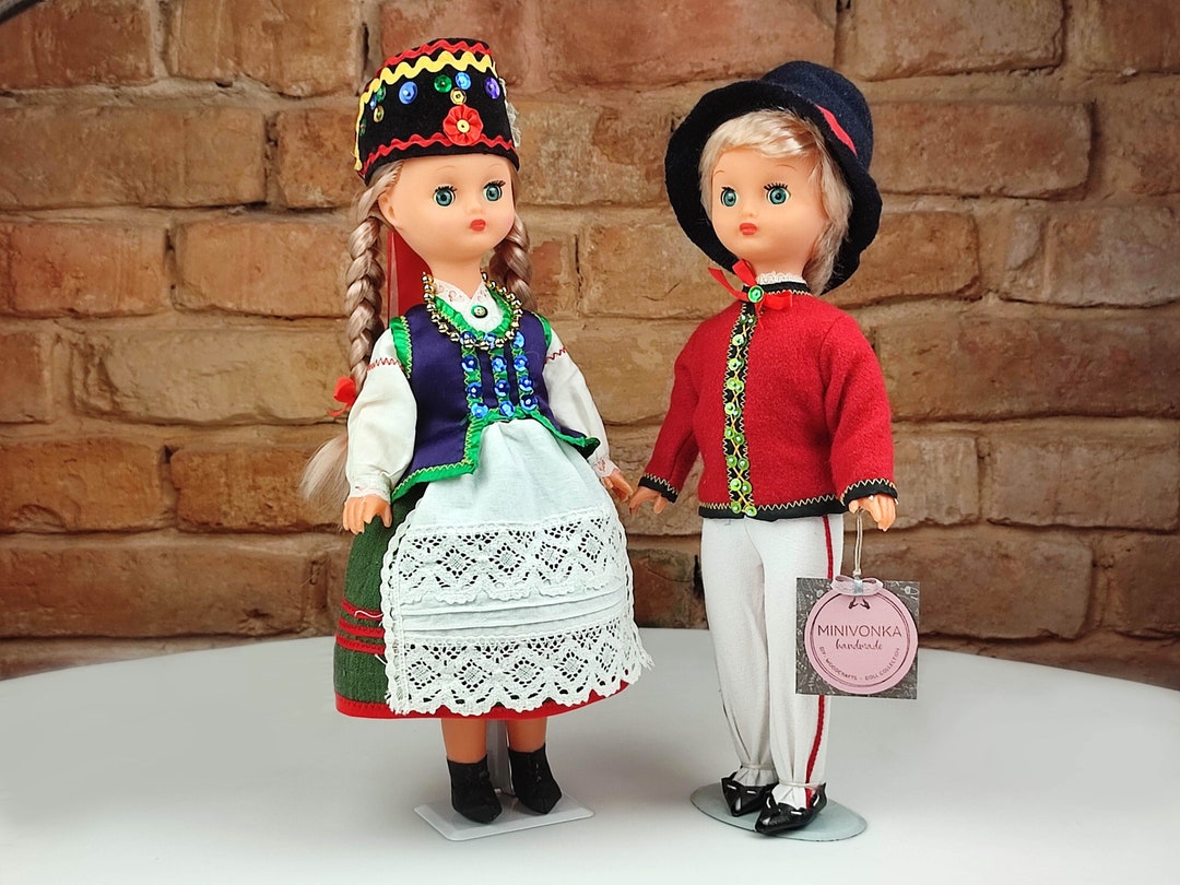 Polish Dolls in Kurpie Traditional Dress, Souvenir Doll, Traditional ...