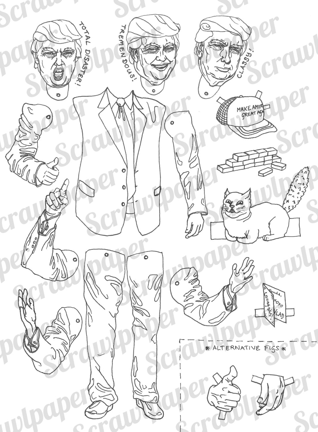INSTANT DOWNLOAD PRINTABLE Donald Trump Jointed Paper Doll Now With ...