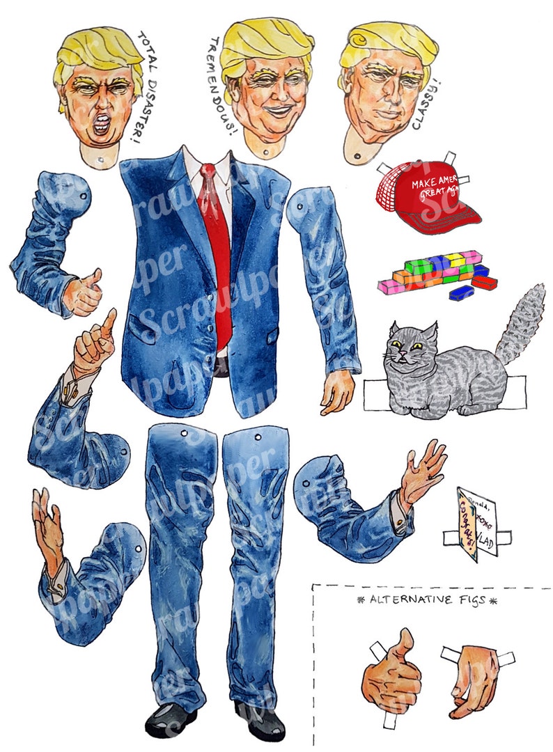 INSTANT DOWNLOAD PRINTABLE Donald Trump Jointed Paper Doll Now With ...