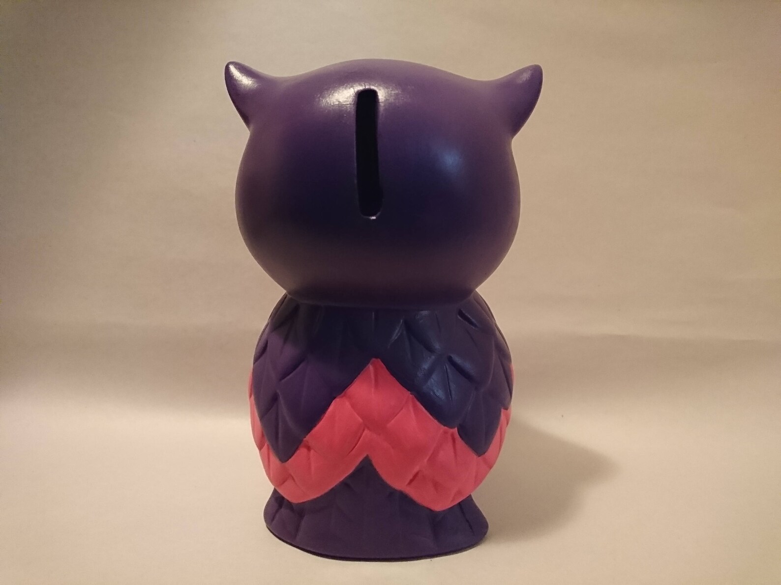 Cute Hand Painted Pink + Purple Ceramic Owl Bank, Piggy Bank, Child ...