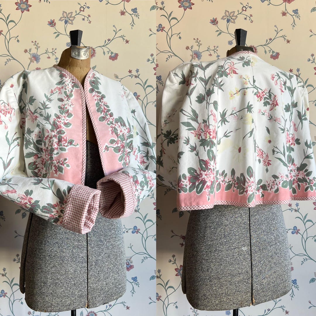 Tablecloth Jacket Handmade Bolero Swing Back Jacket Vintage Tablecloth ...