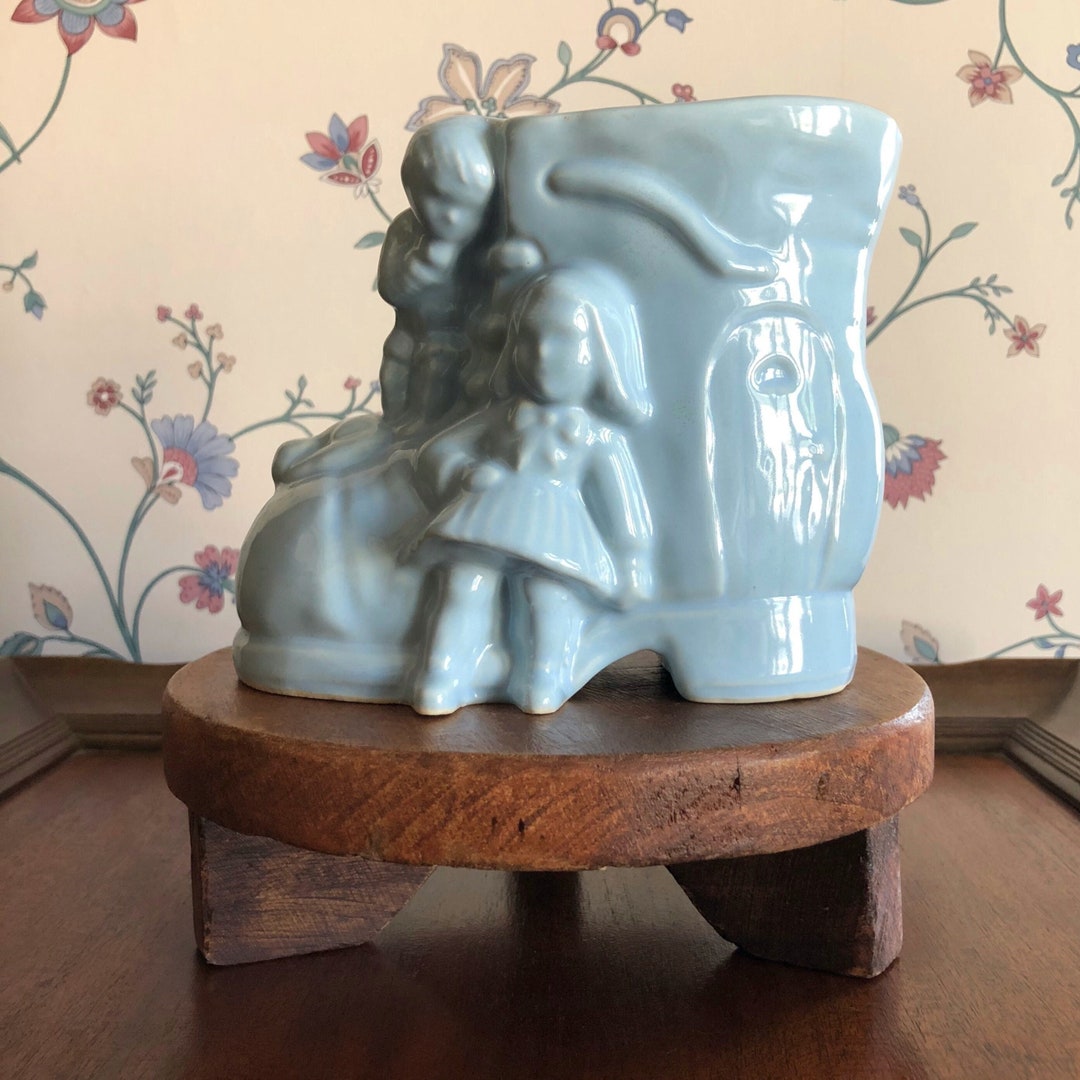 Vintage Blue Planter Nursery Planter Old Woman Who Lived in a Shoe ...