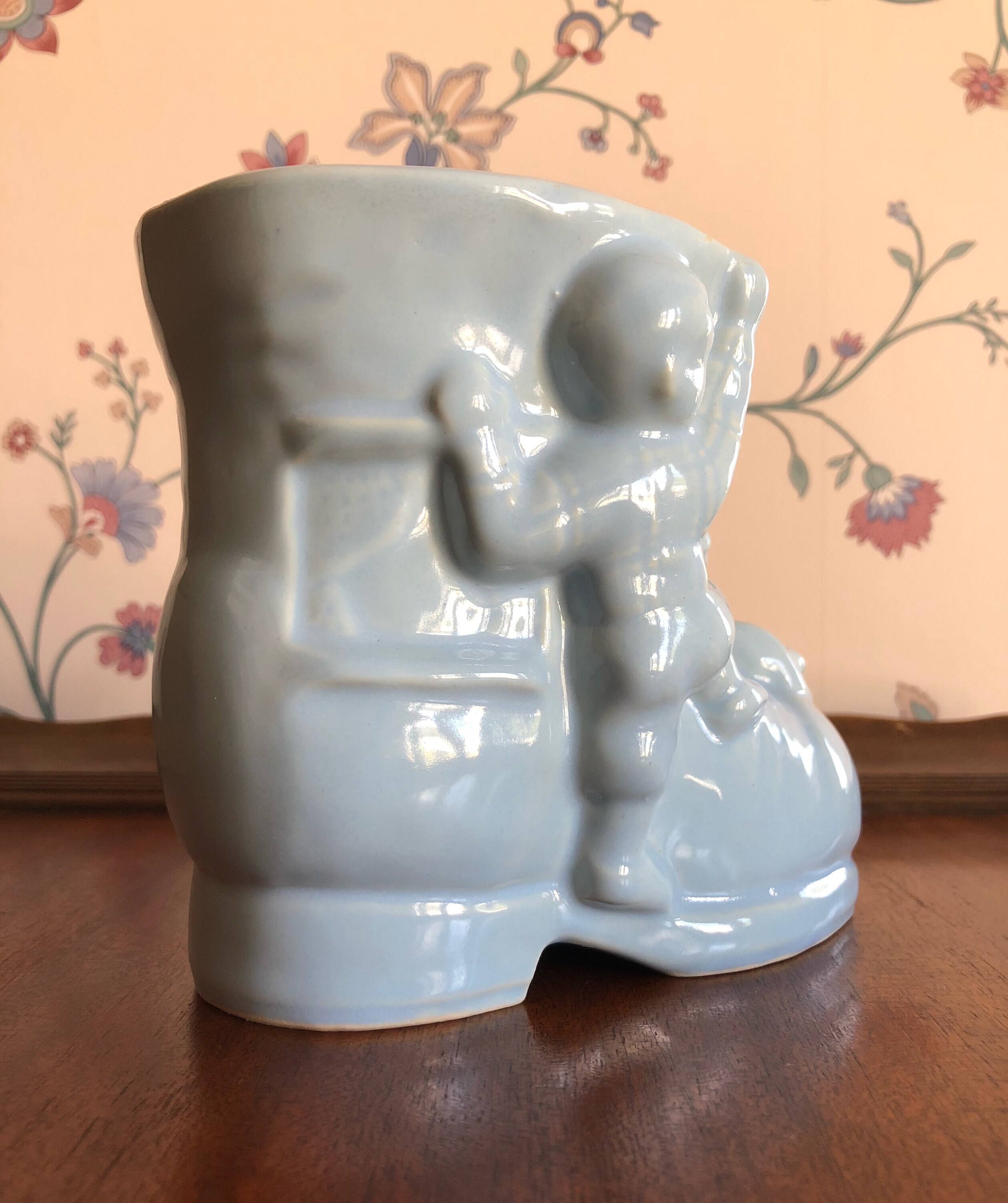 Vintage Blue Planter Nursery Planter Old Woman Who Lived in a Shoe ...