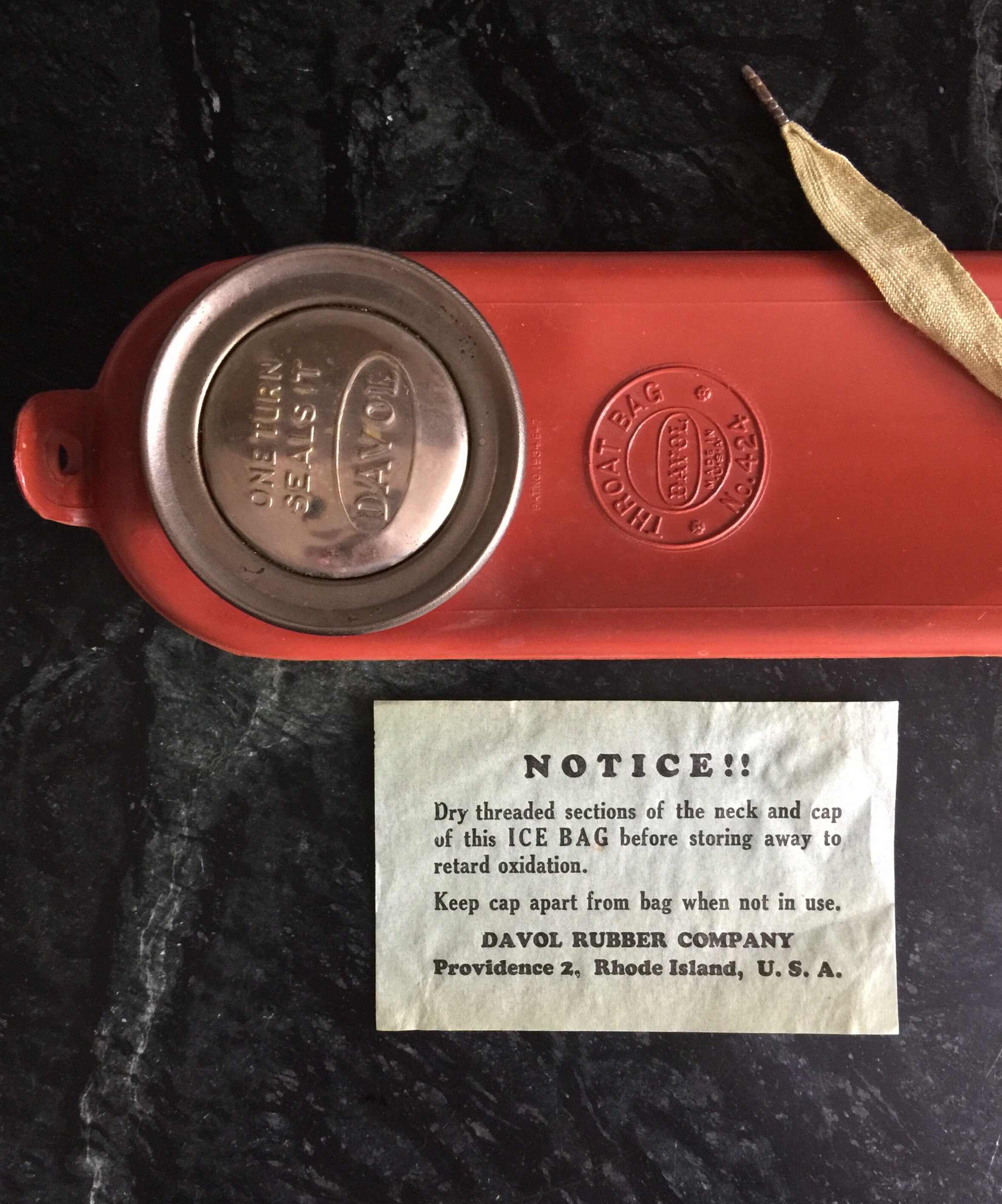 Vintage Medical Supply Vintage Ice Bag Davol Throat and Spinal Ice Bag ...