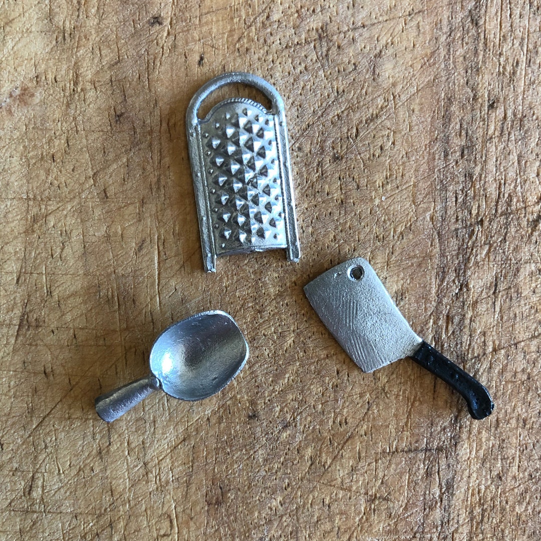 Dollhouse Miniature Kitchen Utensils Set 3 Cast Metal Miniature Doll ...