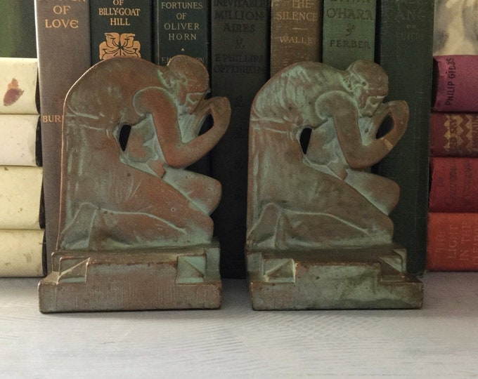 Cast Bronze Bookends Vintage Grecian Bookends Antique Greek Musician ...