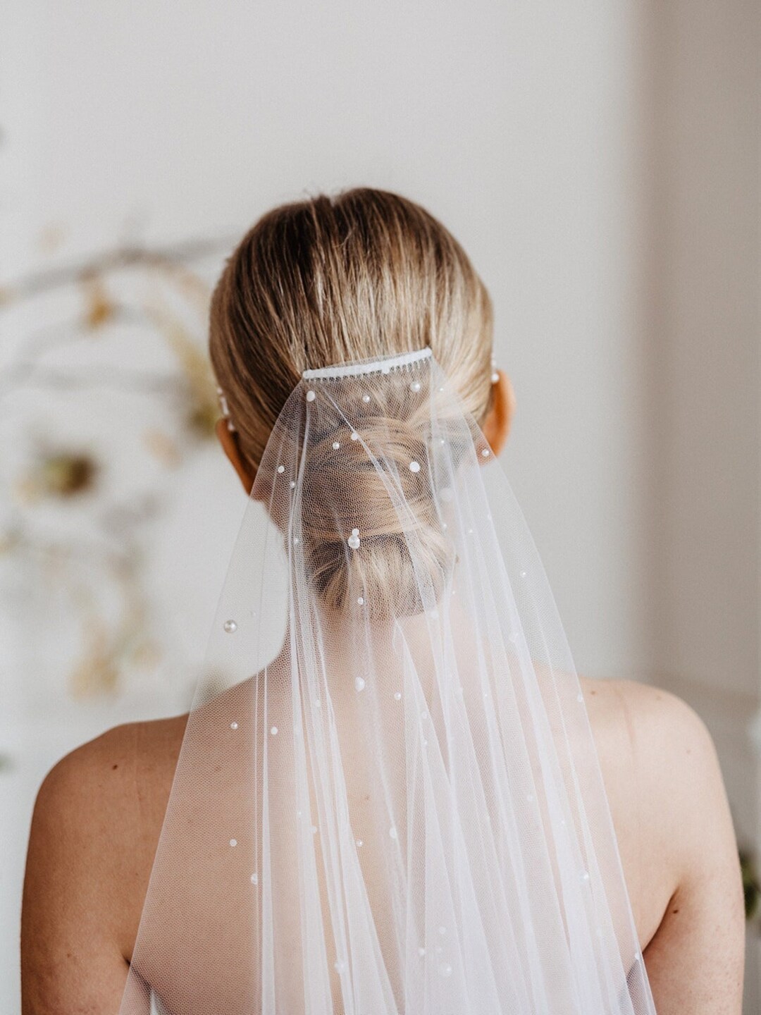 Laura Blusher Veil/ 2-tier Veil, Double Layered Veil, Pearl Veil, Multi ...