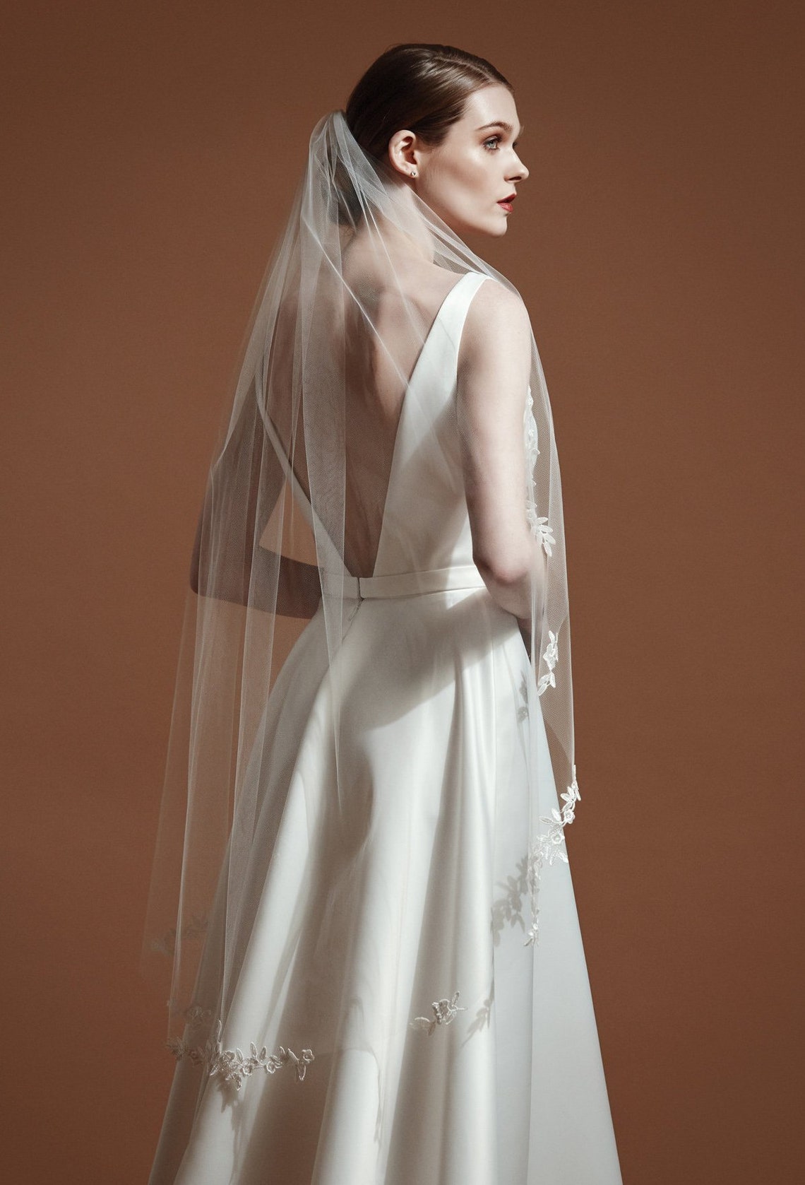 Florence Veil Long Veil Lace Veil Applique Veil Romantic - Etsy Canada