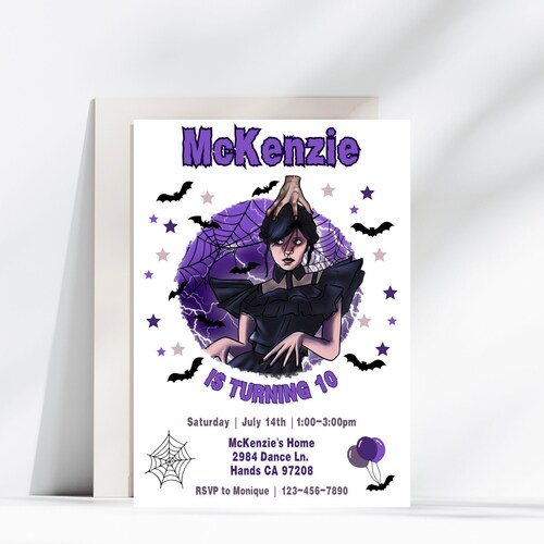 Editable Wednesday Addams Birthday Invitation Printable Etsy
