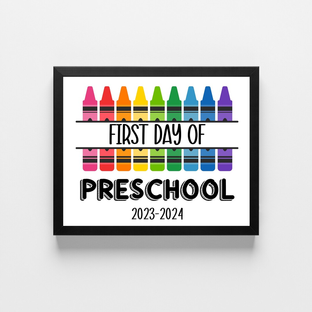 First Day Of Preschool Sign Printable First Day Of School Etsy First Day Of Preschool Sign Printable First Day Of School Etsy