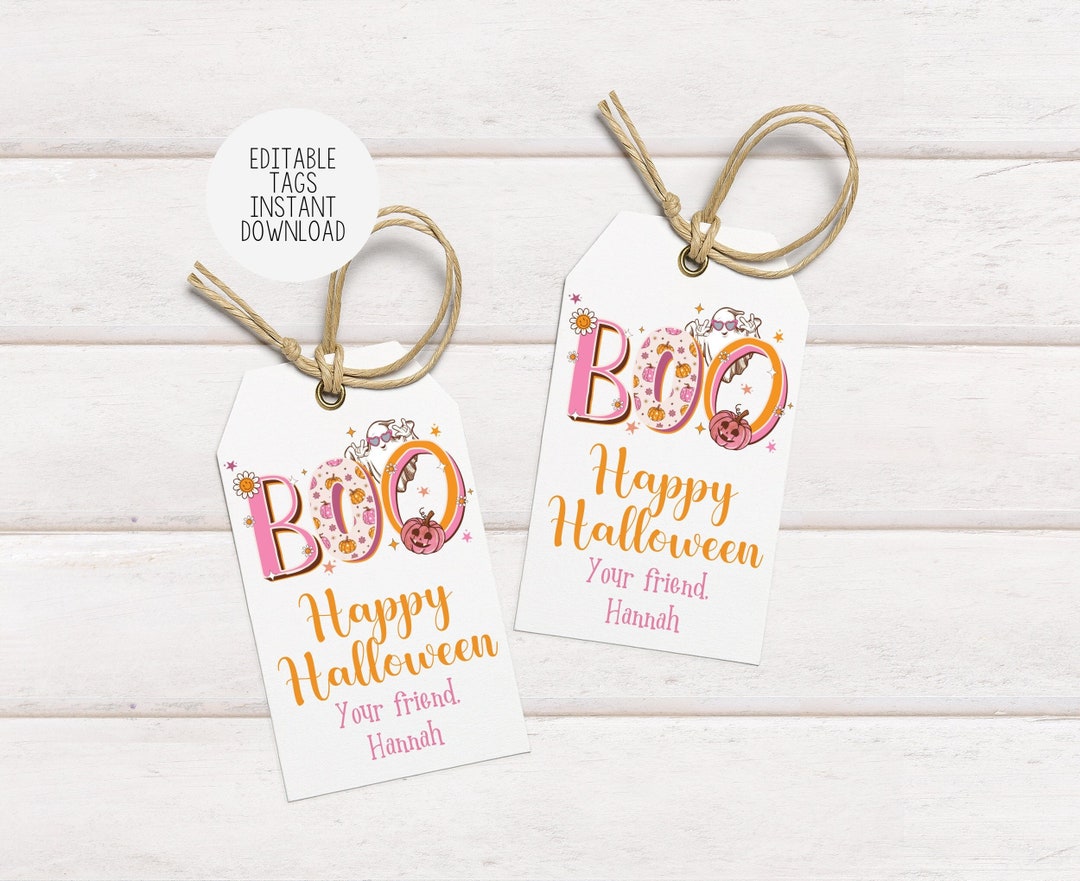 EDITABLE Halloween Treat Tags Boo Halloween Tags Halloween - Etsy