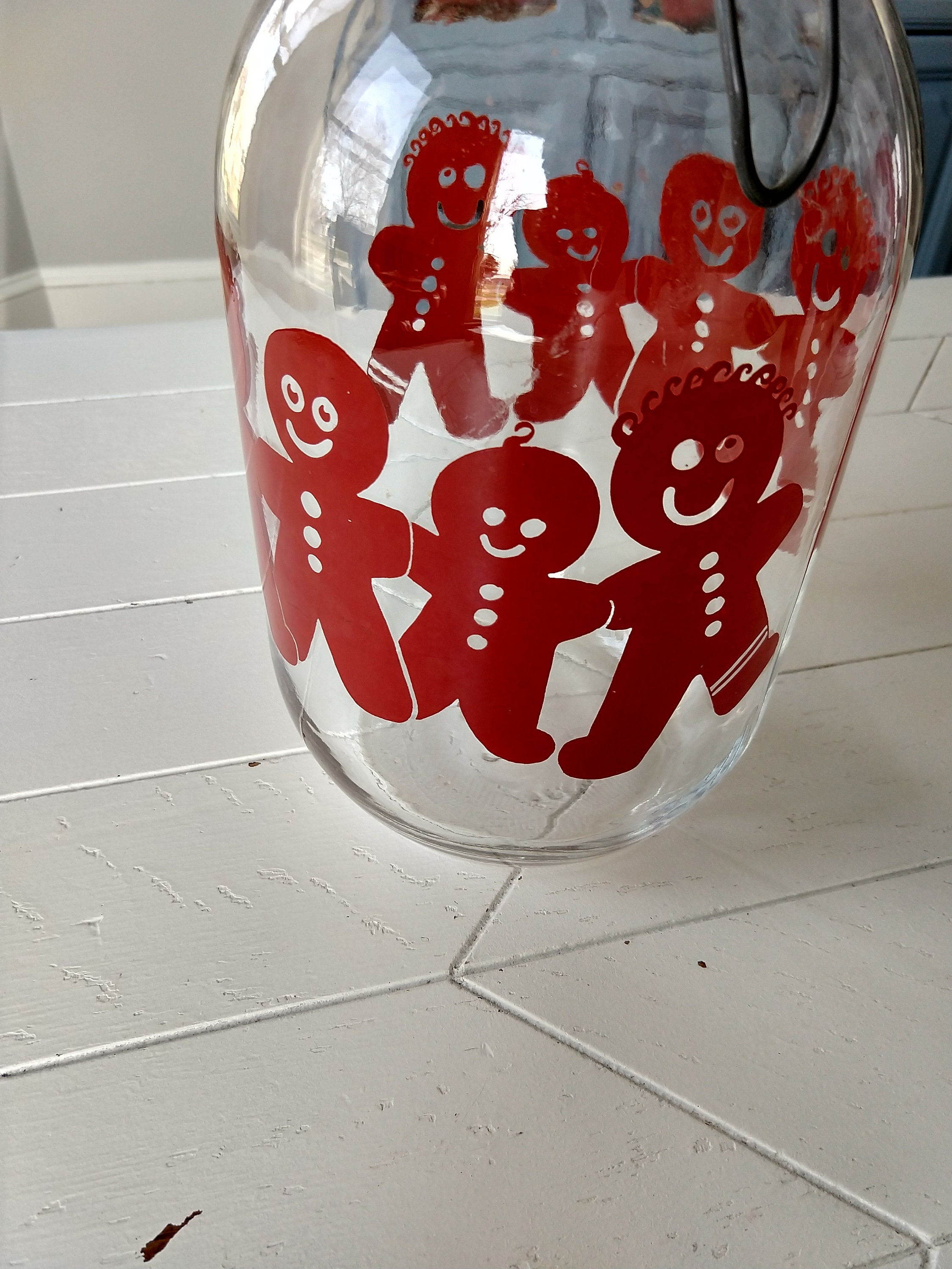 Large Vintage Gingerbread Family Glass Cookie Jar // Glass - Etsy