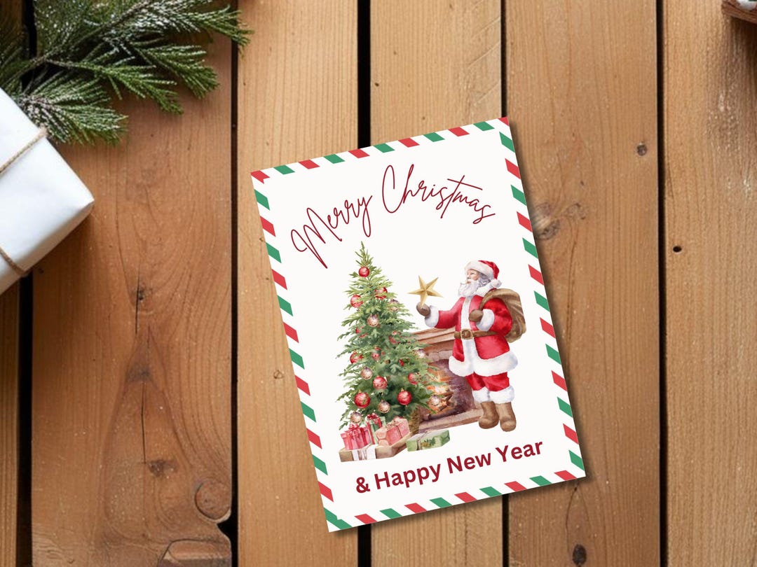 Santa Claus Digital Card 5''x7'' Printable Christmas Card Instant ...