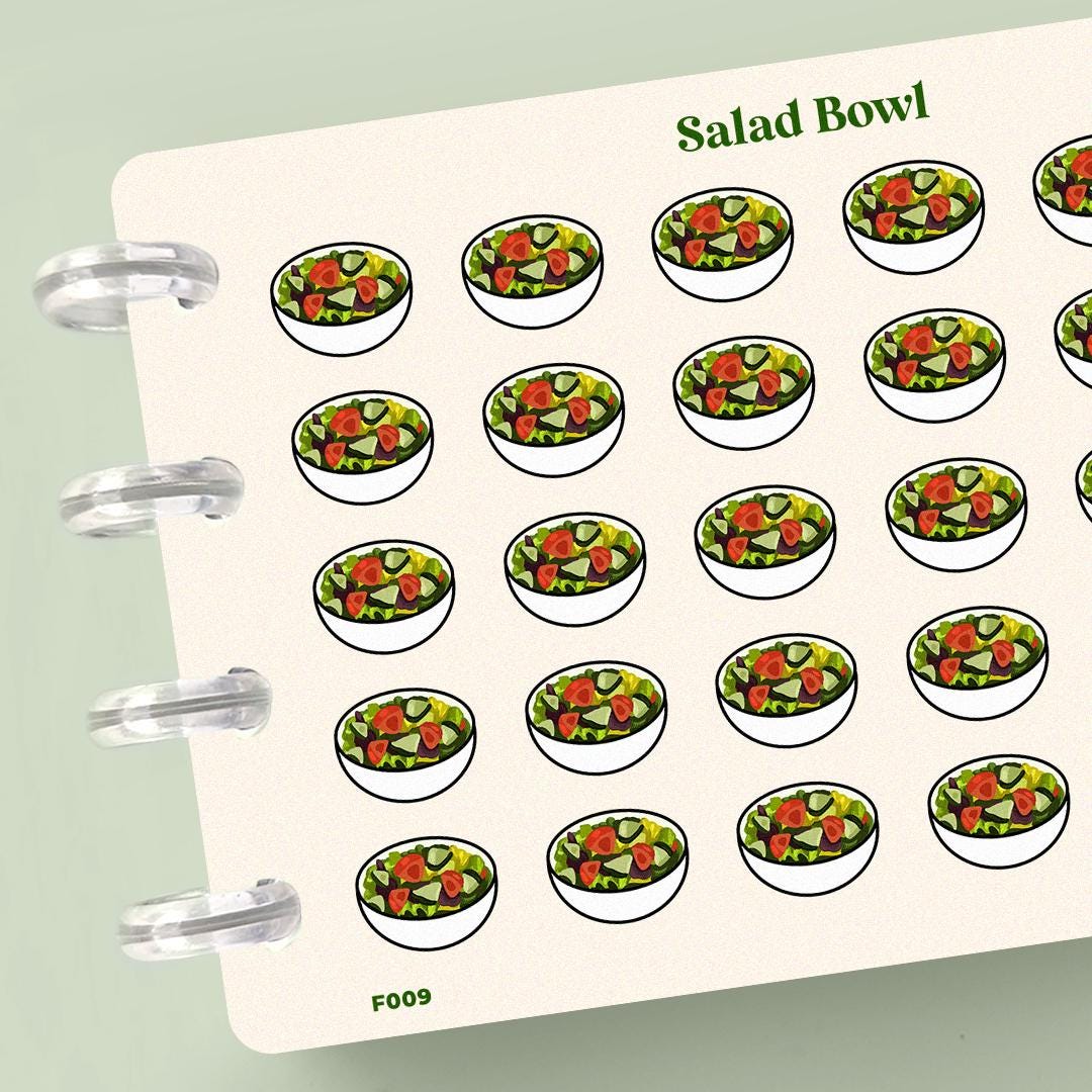 Salad Bowl Planner Stickers, Cute Salad Stickers for Journals ...