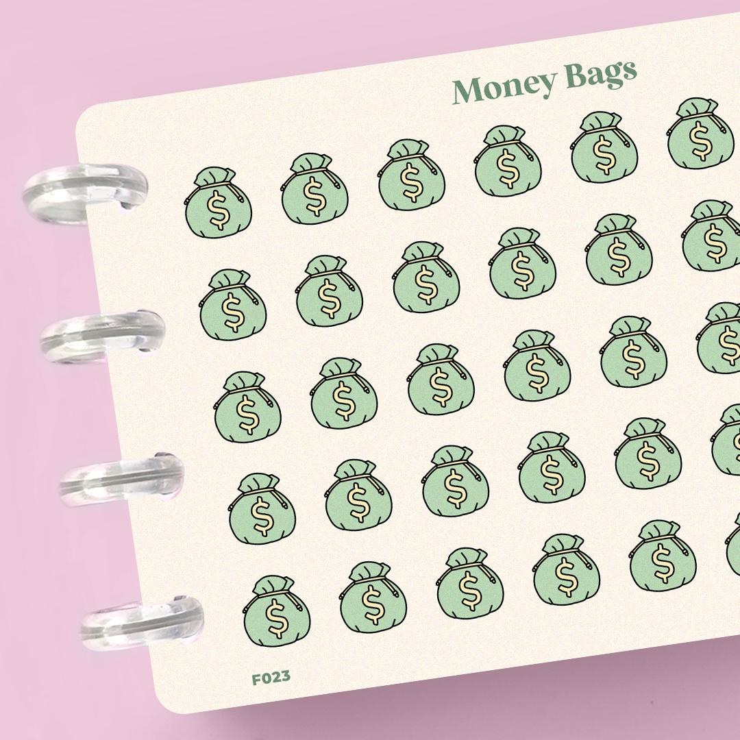 Money Bags Planner Stickers, Cute Money Bags Stickers for Journals ...