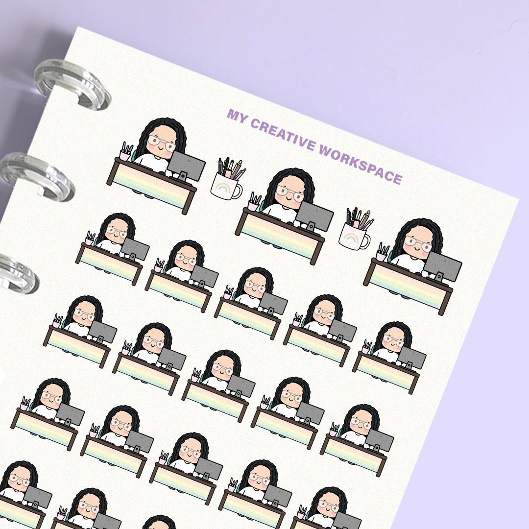 My Creative Workspace Planner Stickers, Desk Work Stickers for Journals ...