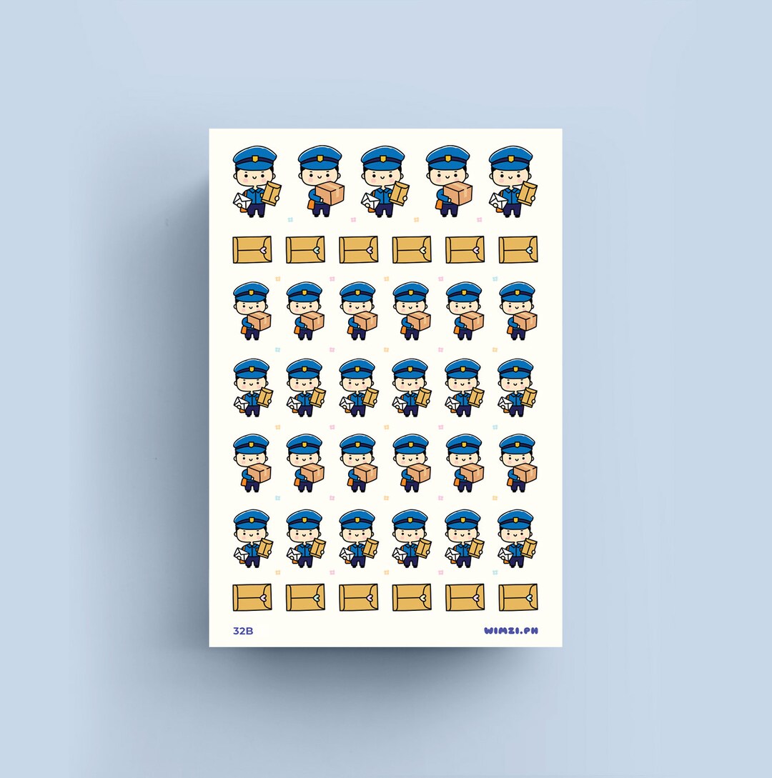 Postman, Blue Uniform Stickers for Planners, Journals, DIY Scrapbooking ...