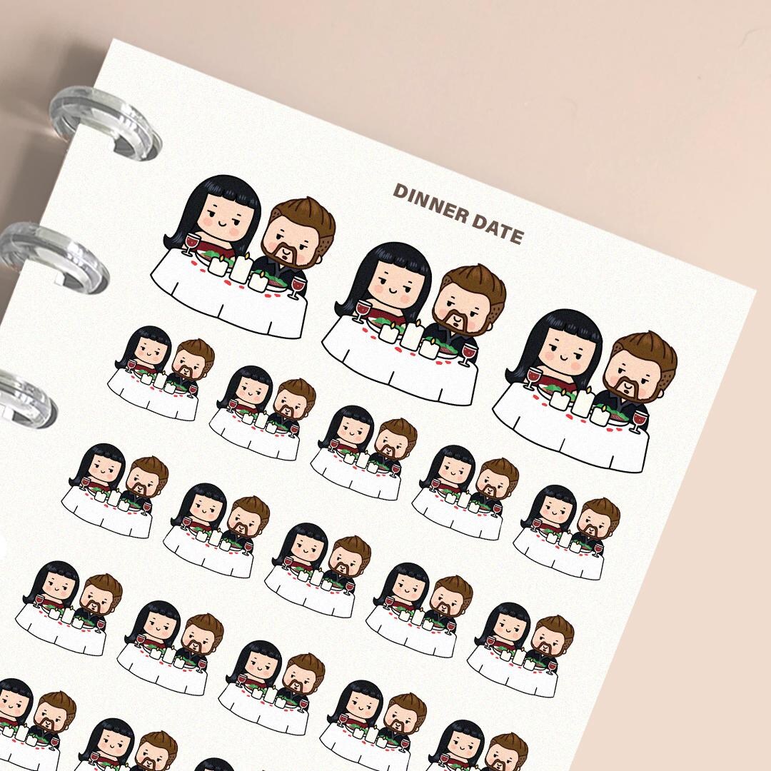 Dinner Date Planner Stickers, Custom Planner Stickers, Couple Planner ...