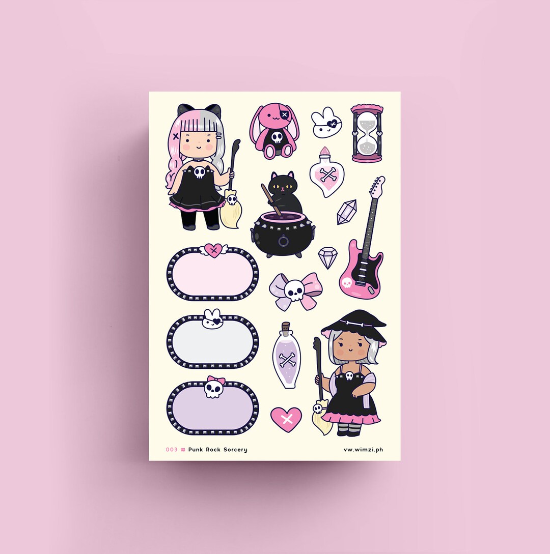 Punk Witches Decorative Journal Stickers, Diary Sticker Sheet ...