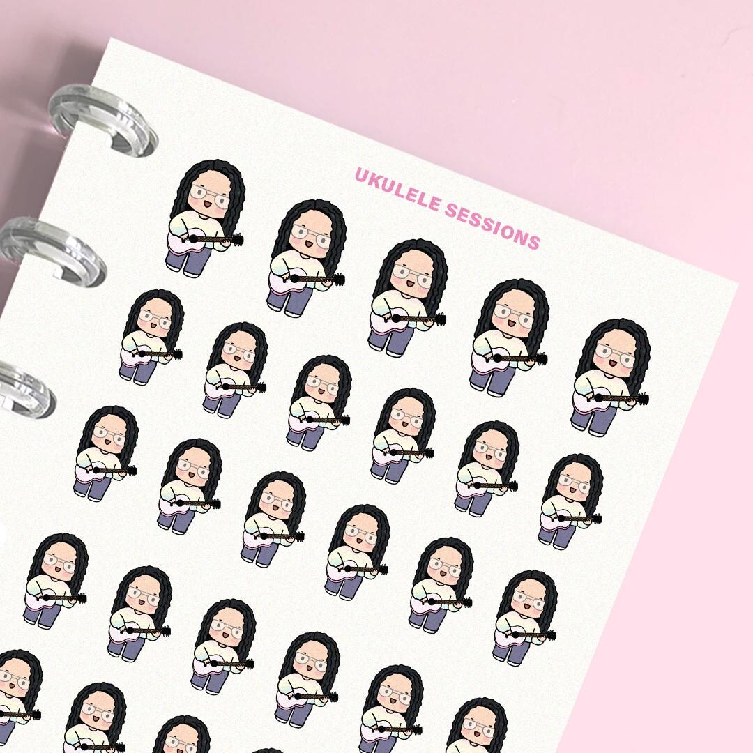 Ukulele Sessions Planner Stickers, Ukulele Guitar Stickers for Journals ...