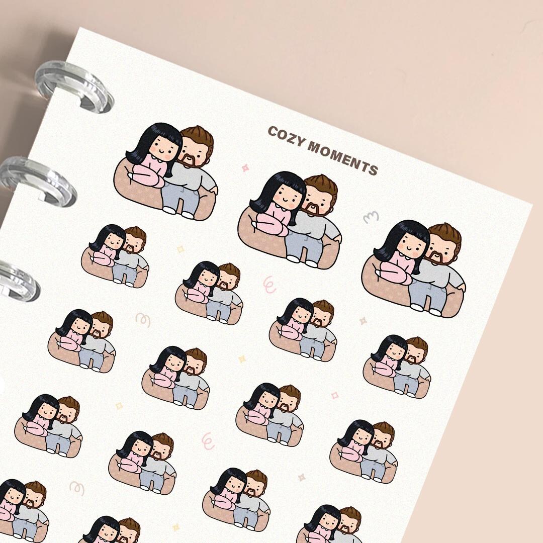 Chillin Couple Planner Stickers, Custom Planner Stickers, Love Journal ...