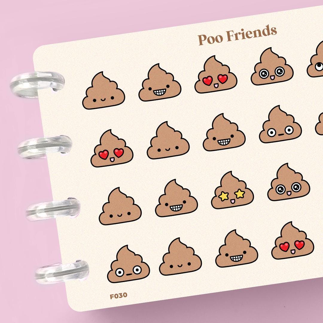 Cute Poo Planner Stickers, Poo Stickers for Journals, DIY Scrapbooking ...