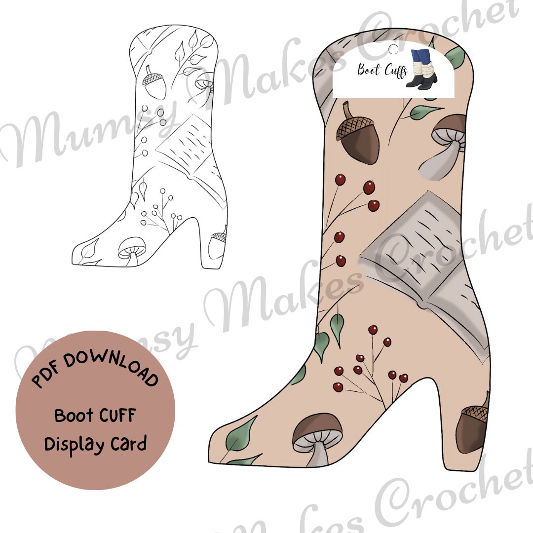 Boot Cuff Display Cards, Crochet Display Cards, Digital Download, PDF ...
