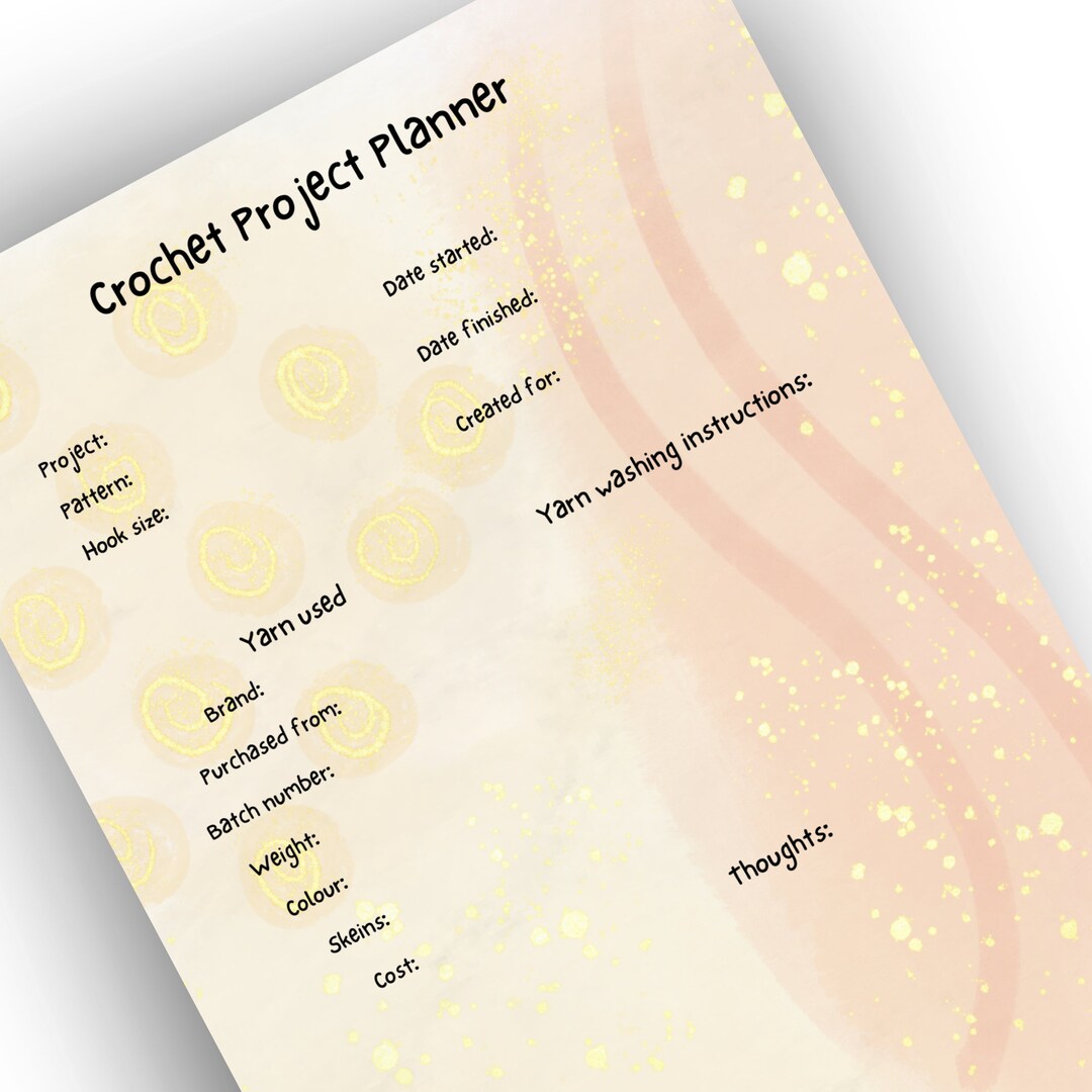 Crochet Planner Page - Digital Crochet Planner - Crochet Project Page ...