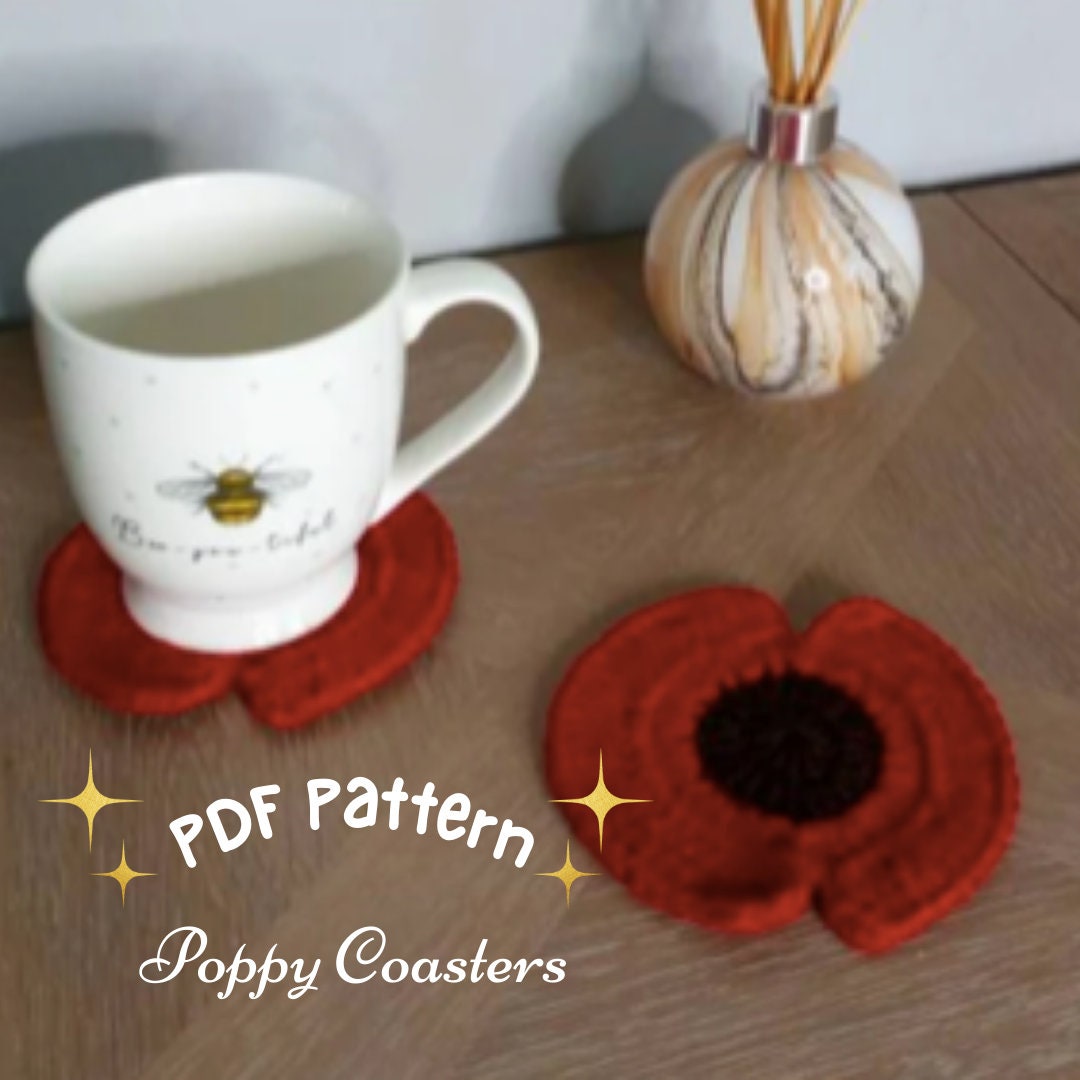 Poppy Coasters Crochet Pattern, Instant Download, Printable Crochet ...