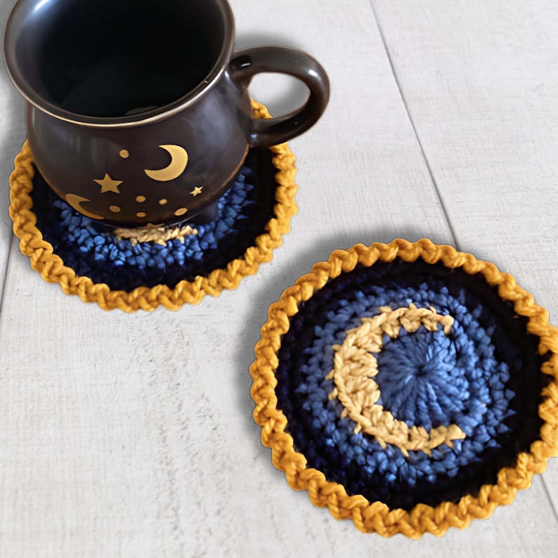 Crescent Moon Coaster Crochet Pattern, Celestial Crochet, Witchy Home ...