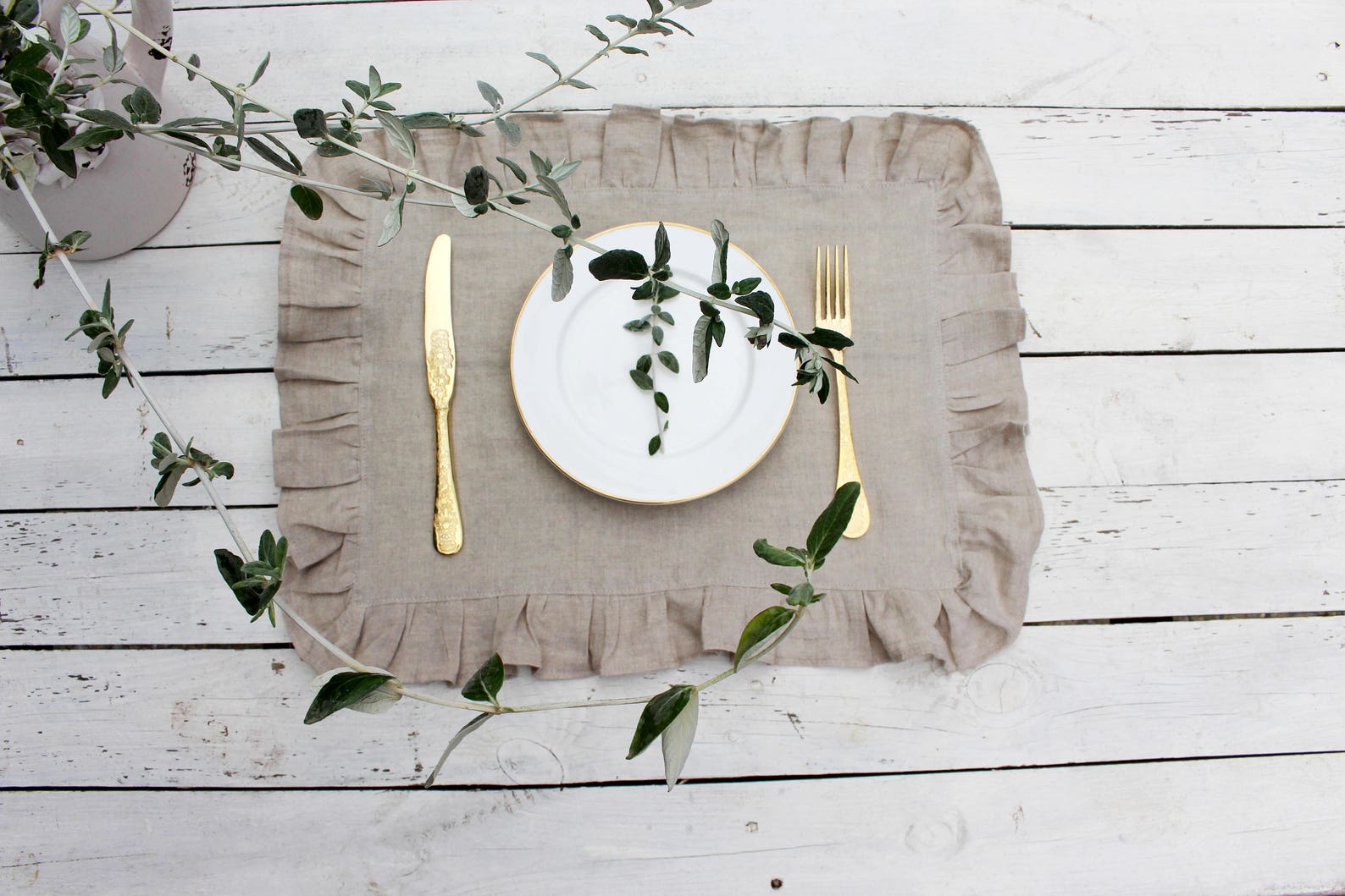 Linen Placemats in Various Colors. Ruffled Place Mats. Set 2 - Etsy