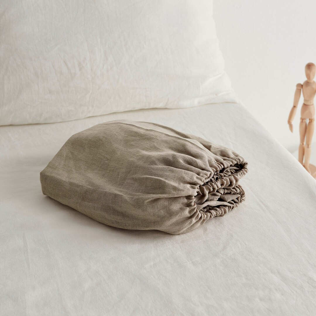 Flax Linen Fitted Sheet: Stone Washed, Softened Bedding, Custom Size - Etsy