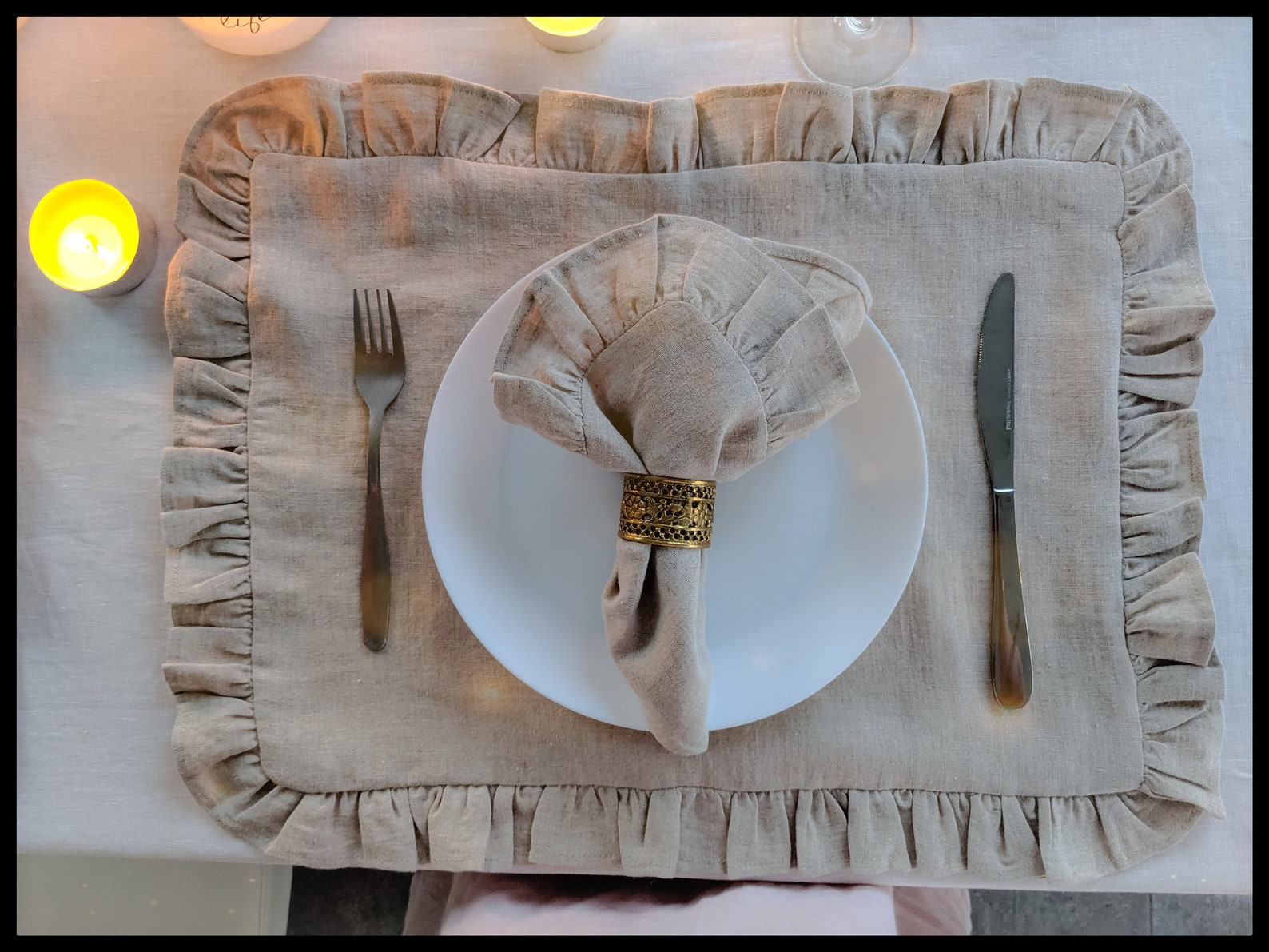 Linen Placemats in Various Colors. Ruffled Place Mats. Set 2 - Etsy