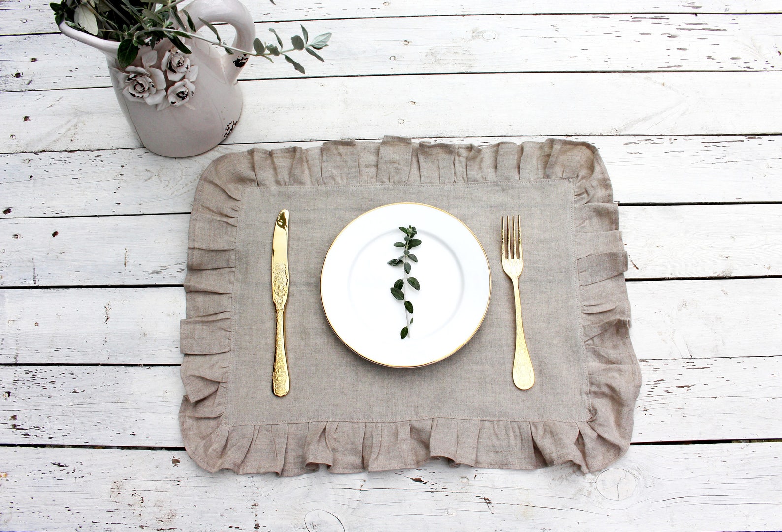 Linen Placemats in Various Colors. Ruffled Place Mats. Set 2 - Etsy